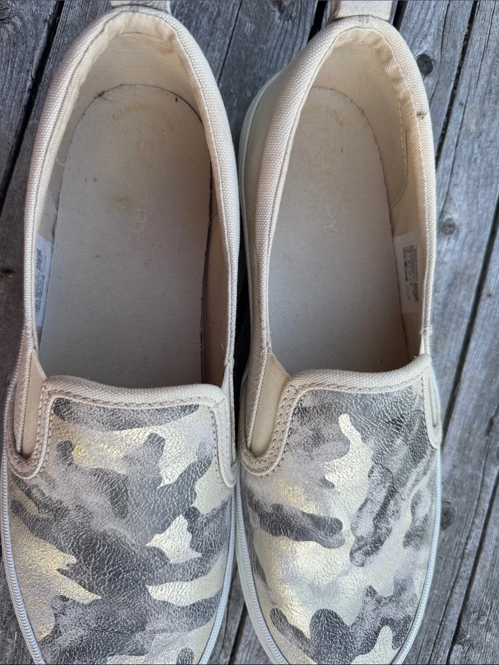 Sperry | Shoes | Sperry Slipon Camo Print Sneakers In Cream And Gray ...